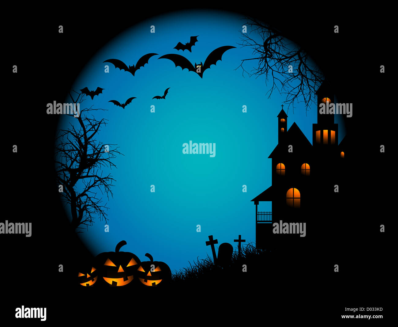 Spooky landscape scene on Halloween night Stock Photo - Alamy