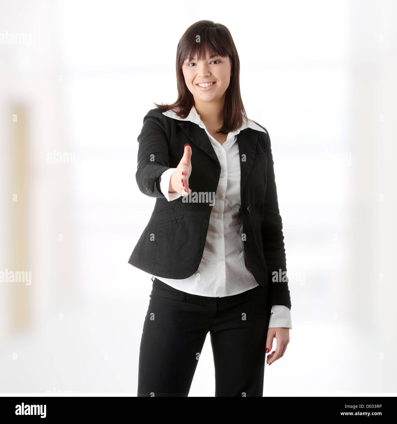 Beautiful business woman ready handshake hi-res stock photography and ...