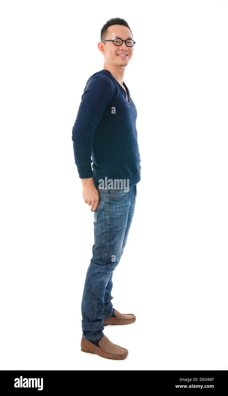 casual asian man full body and isolated on white Stock Photo - Alamy