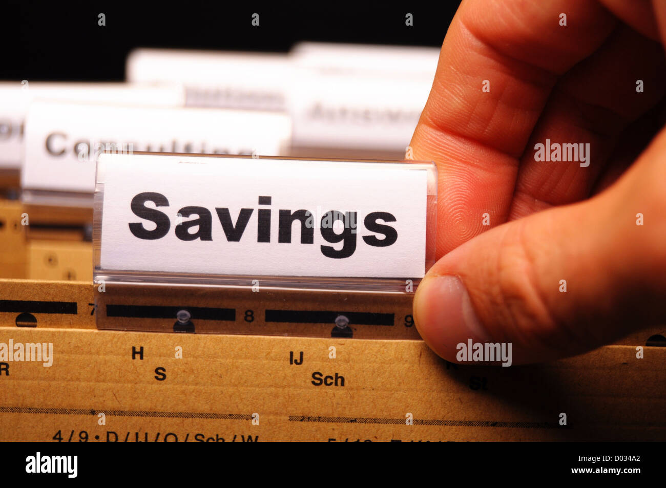 savings word on business folder showing saving money concept Stock ...