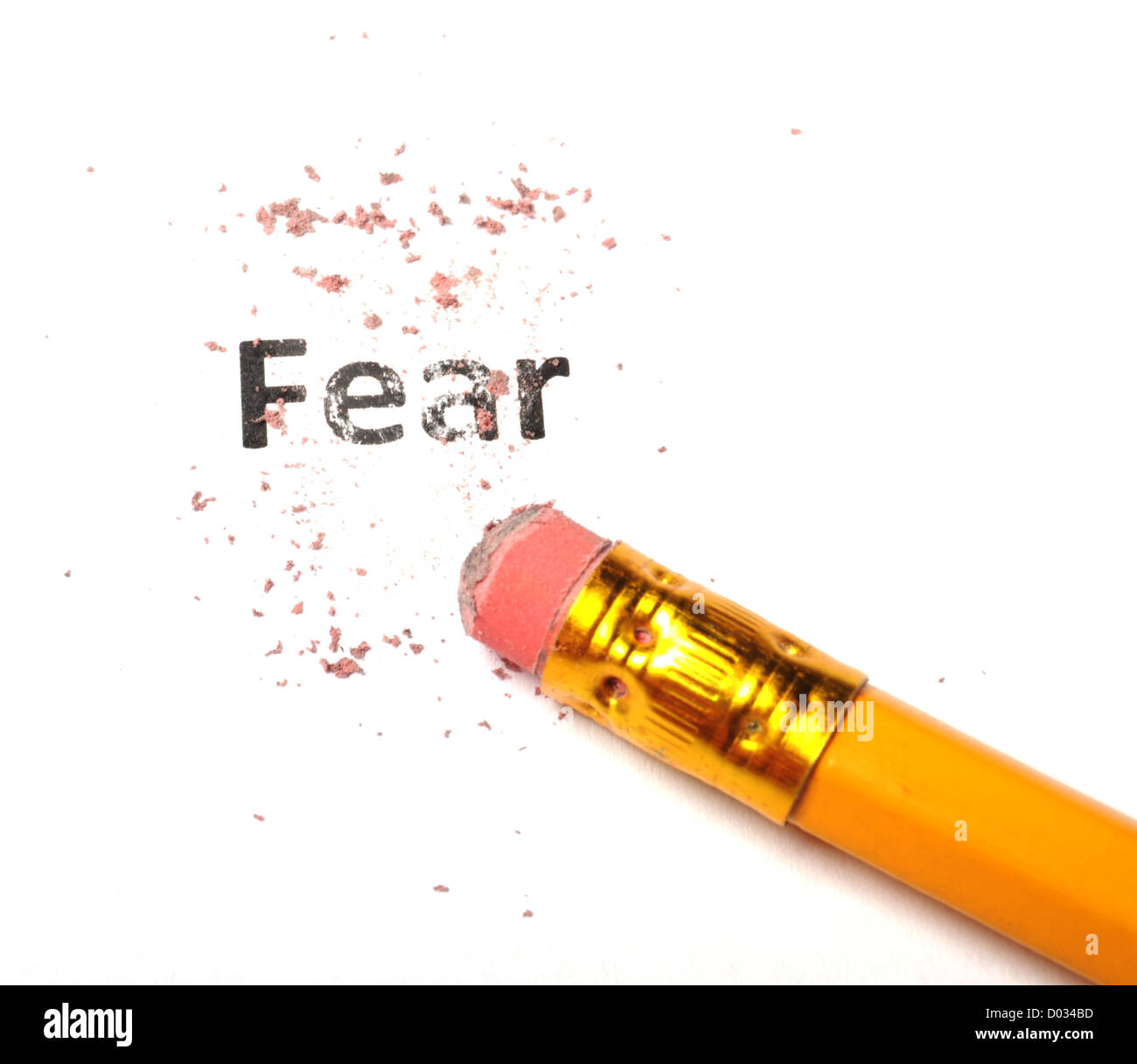 fear concept with word eraser and pencil on white background Stock ...