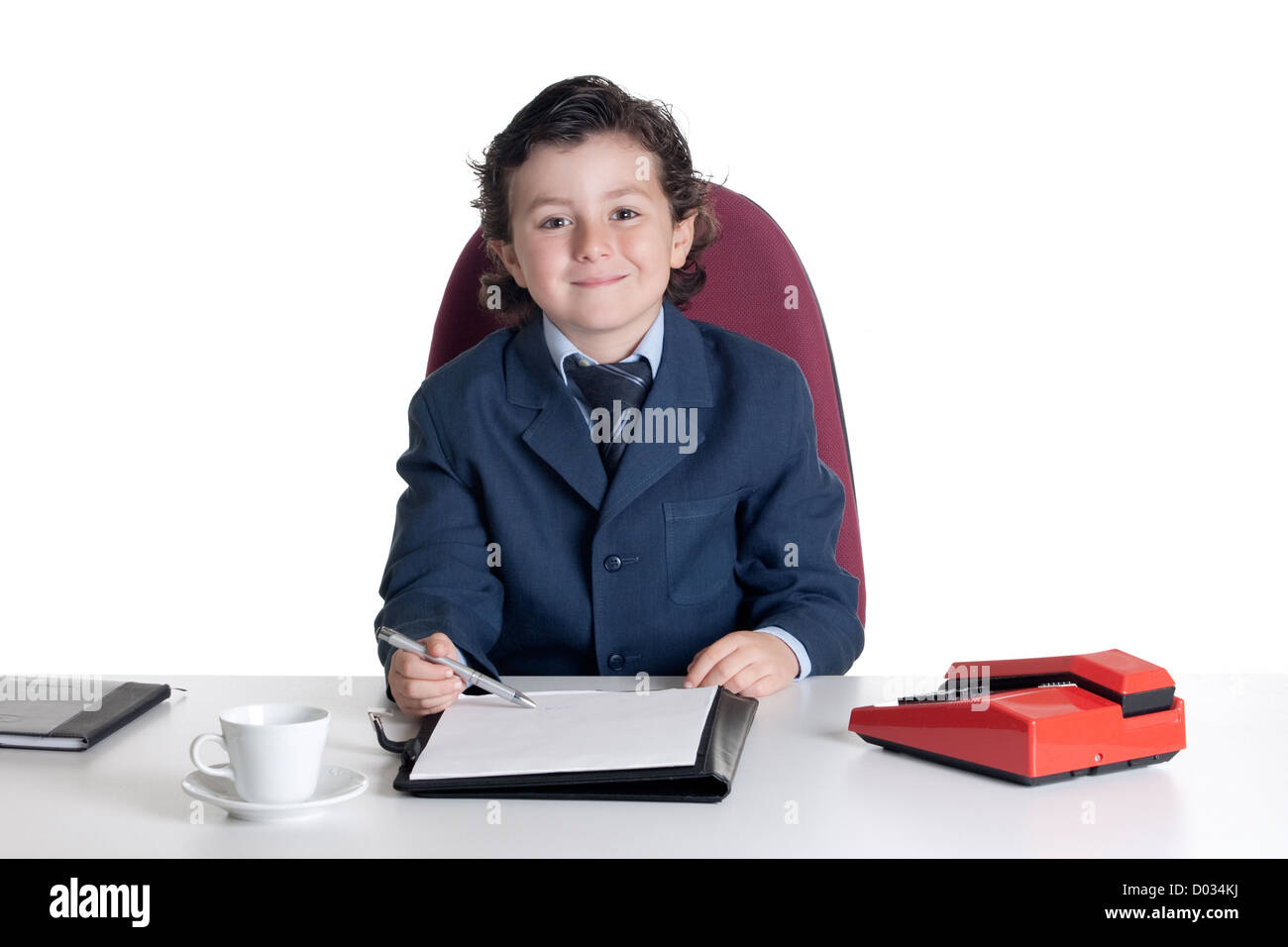 Little businessman in the office isolated over white Stock Photo - Alamy