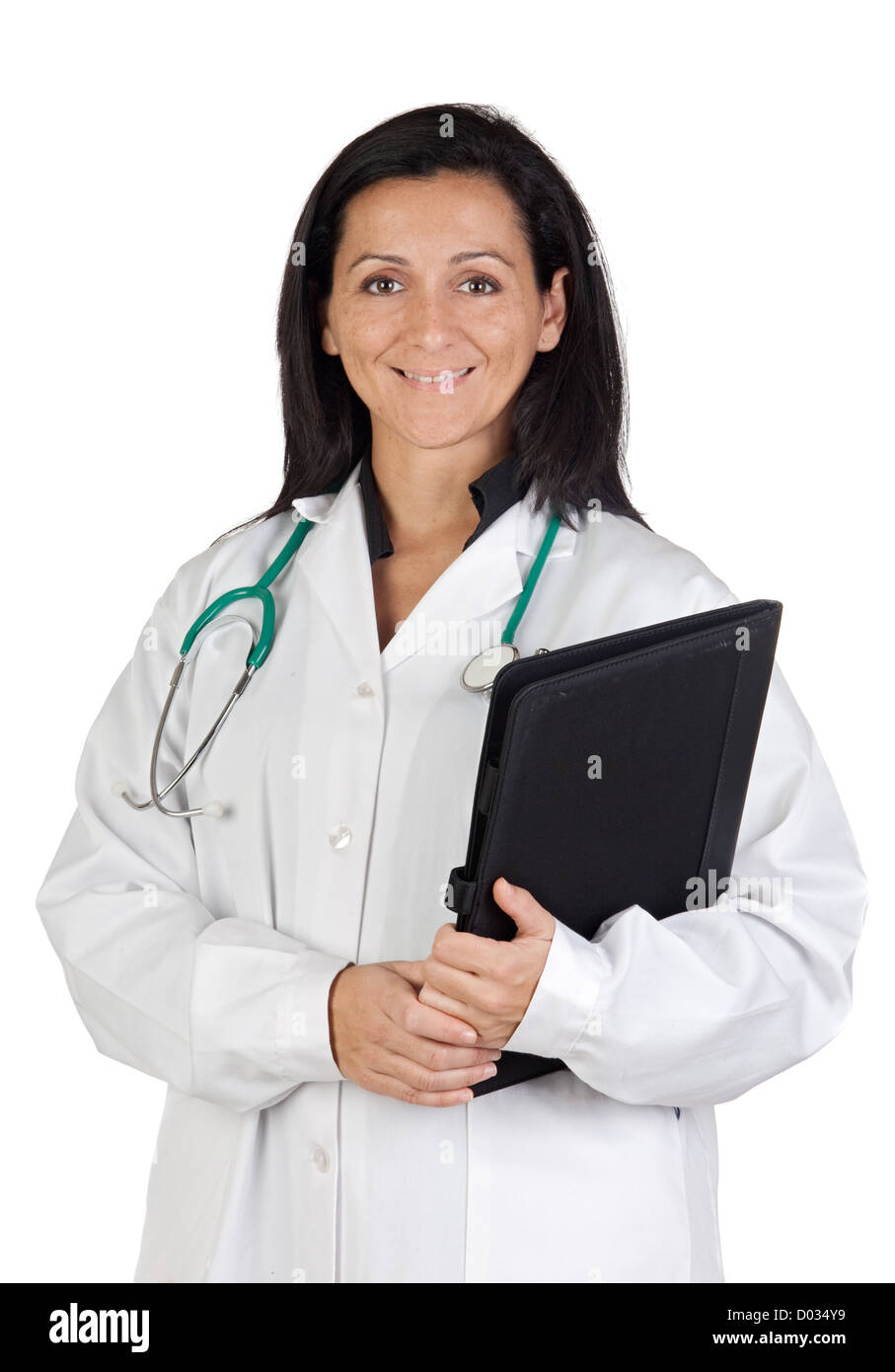 Happy doctor woman isolated on white background Stock Photo - Alamy