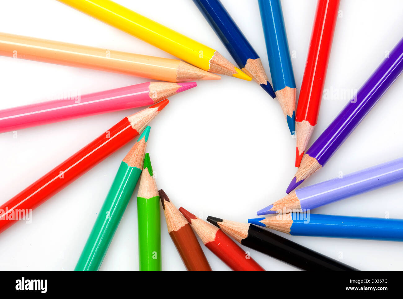 Many pencils forming a circle on a over white background Stock Photo ...