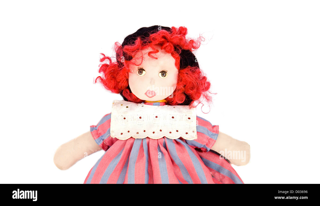 Beautiful rag doll on a white background Stock Photo - Alamy
