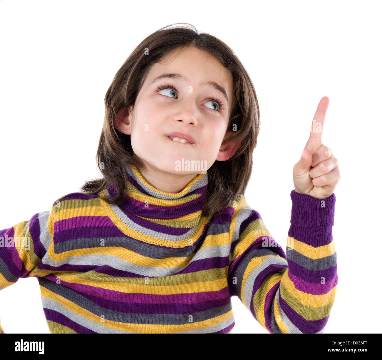 Angry girl ordering on a white background Stock Photo - Alamy
