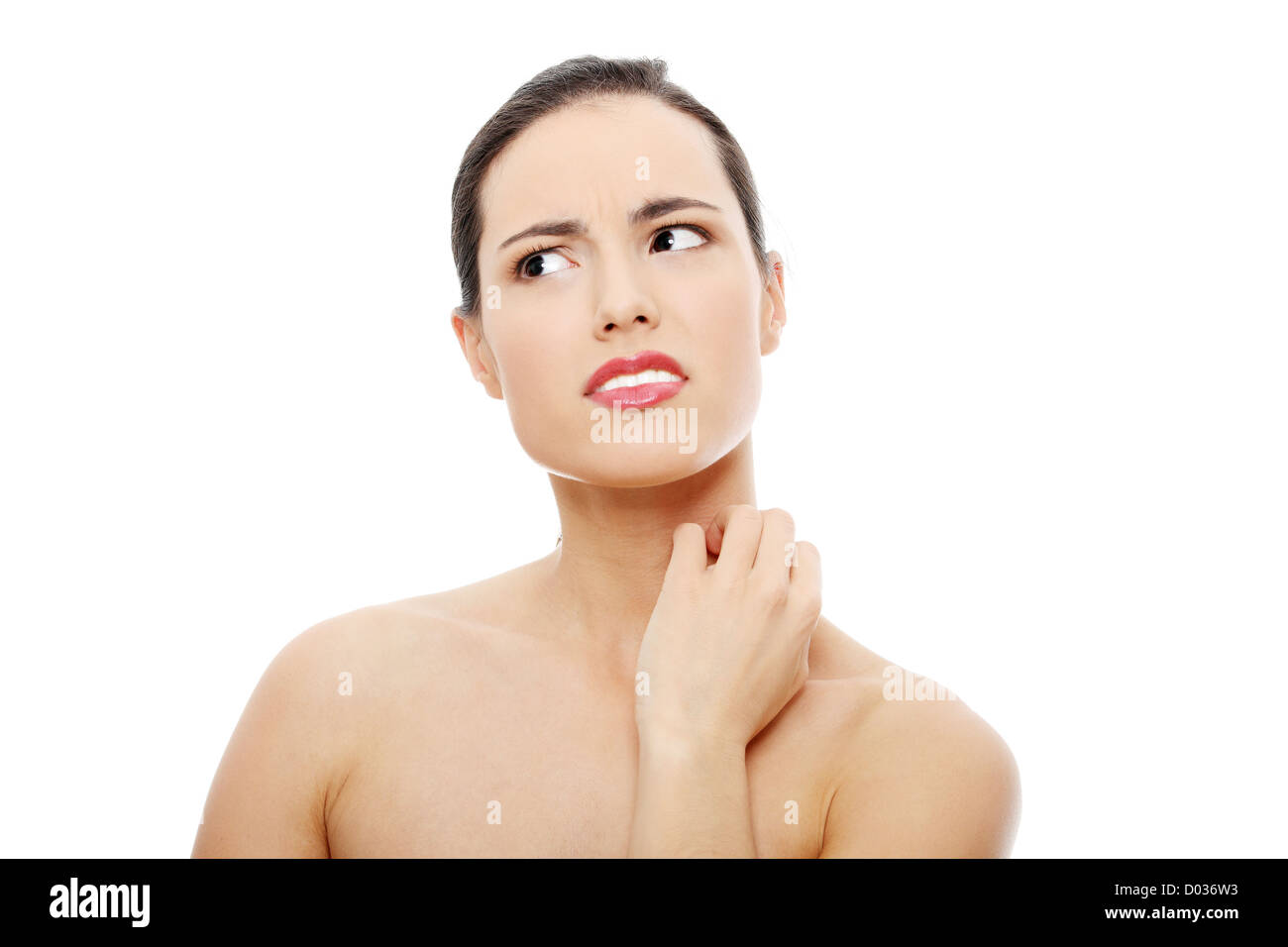 Young beautiful woman scraching her self Stock Photo - Alamy