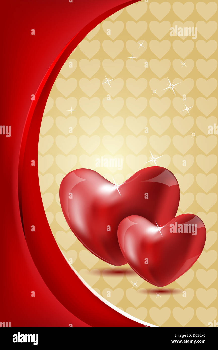 illustration of abstract valentine card with loving hearts Stock Photo ...