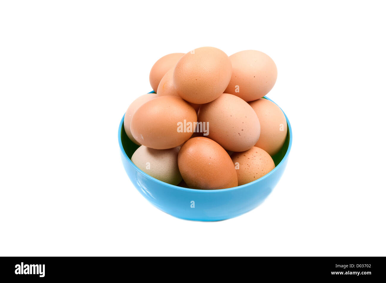 Photo of bowl with many brown hen eggs isolated over white Stock Photo ...