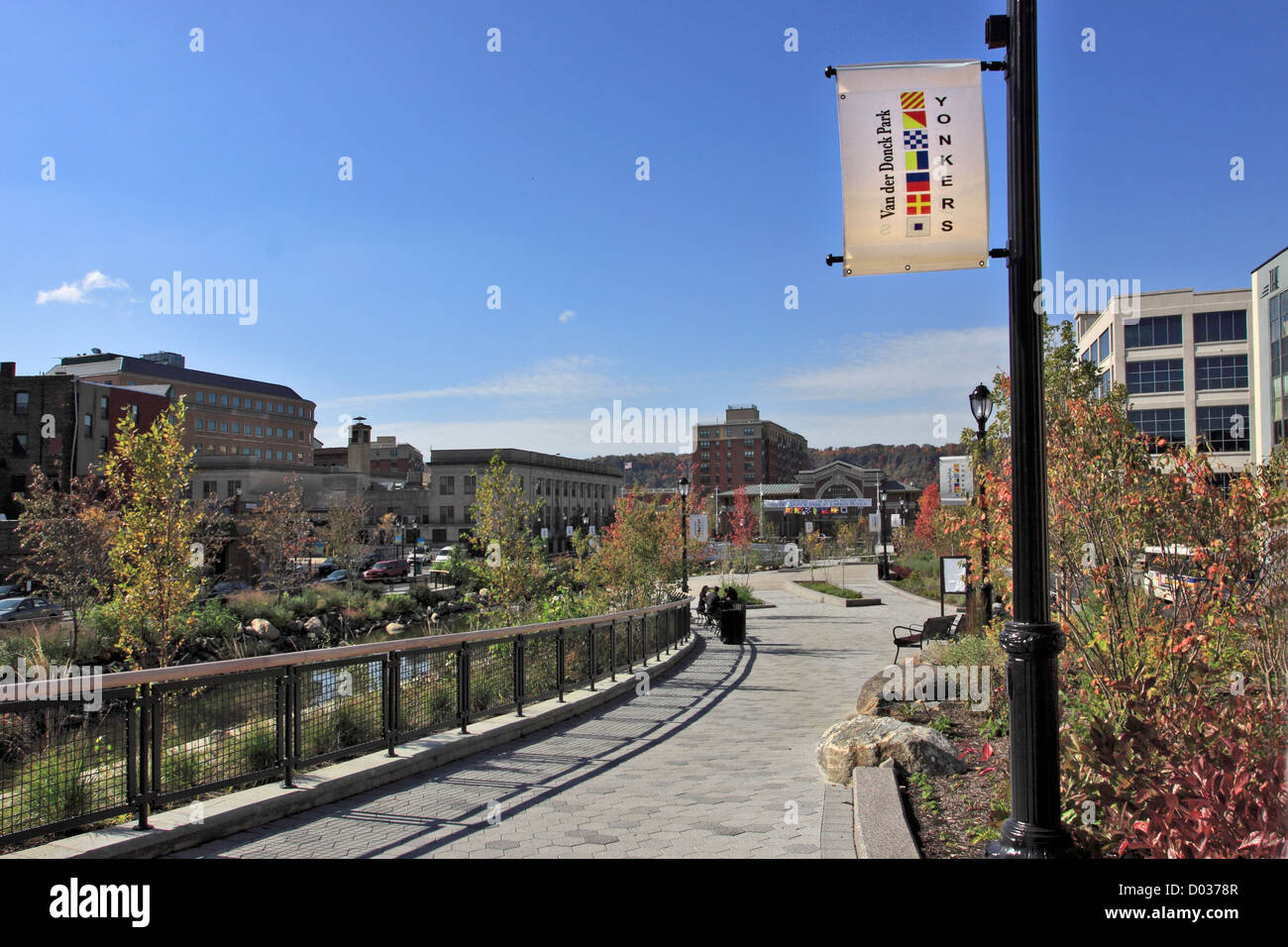 Larkin Plaza and Van der Donck Park downtown Yonkers New York Stock ...