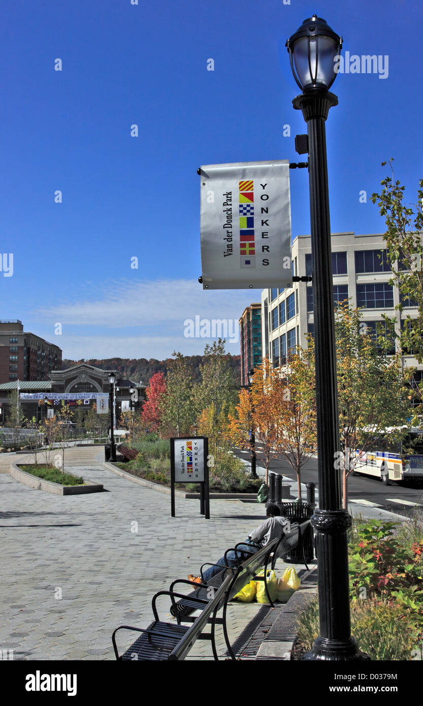 Larkin Plaza and Van der Donck Park downtown Yonkers New York Stock ...