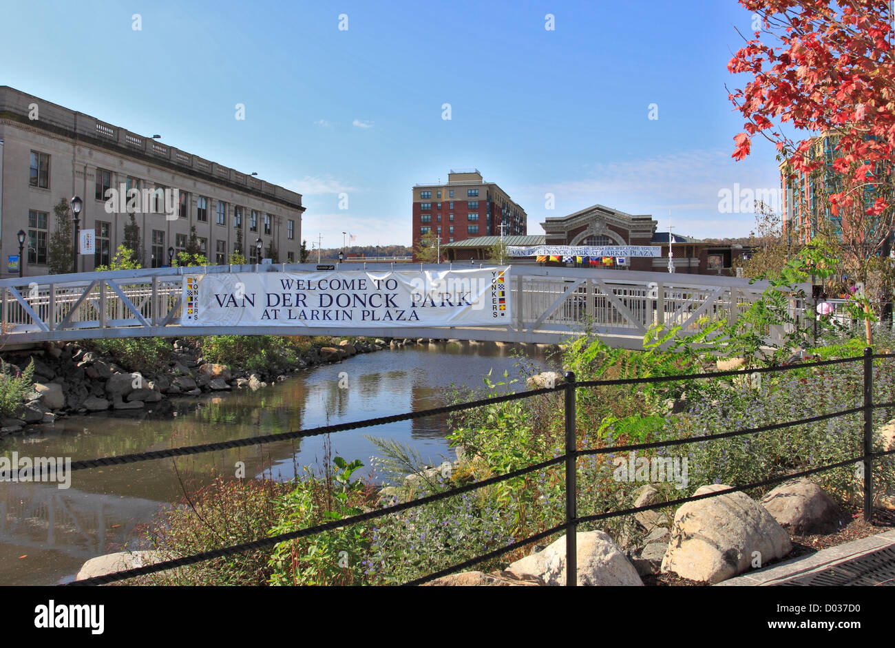 Larkin Plaza and Van der Donck Park downtown Yonkers New York Stock ...