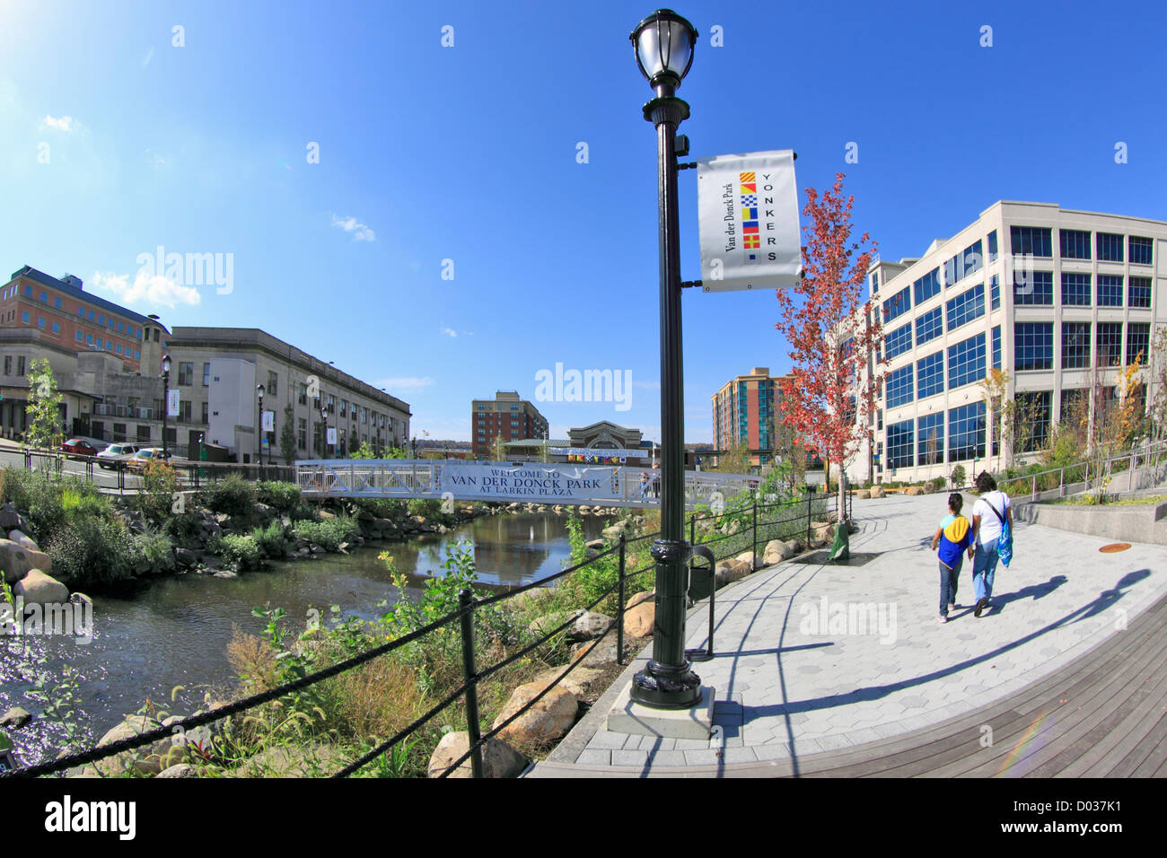 Larkin Plaza and Van der Donck Park downtown Yonkers New York Stock ...