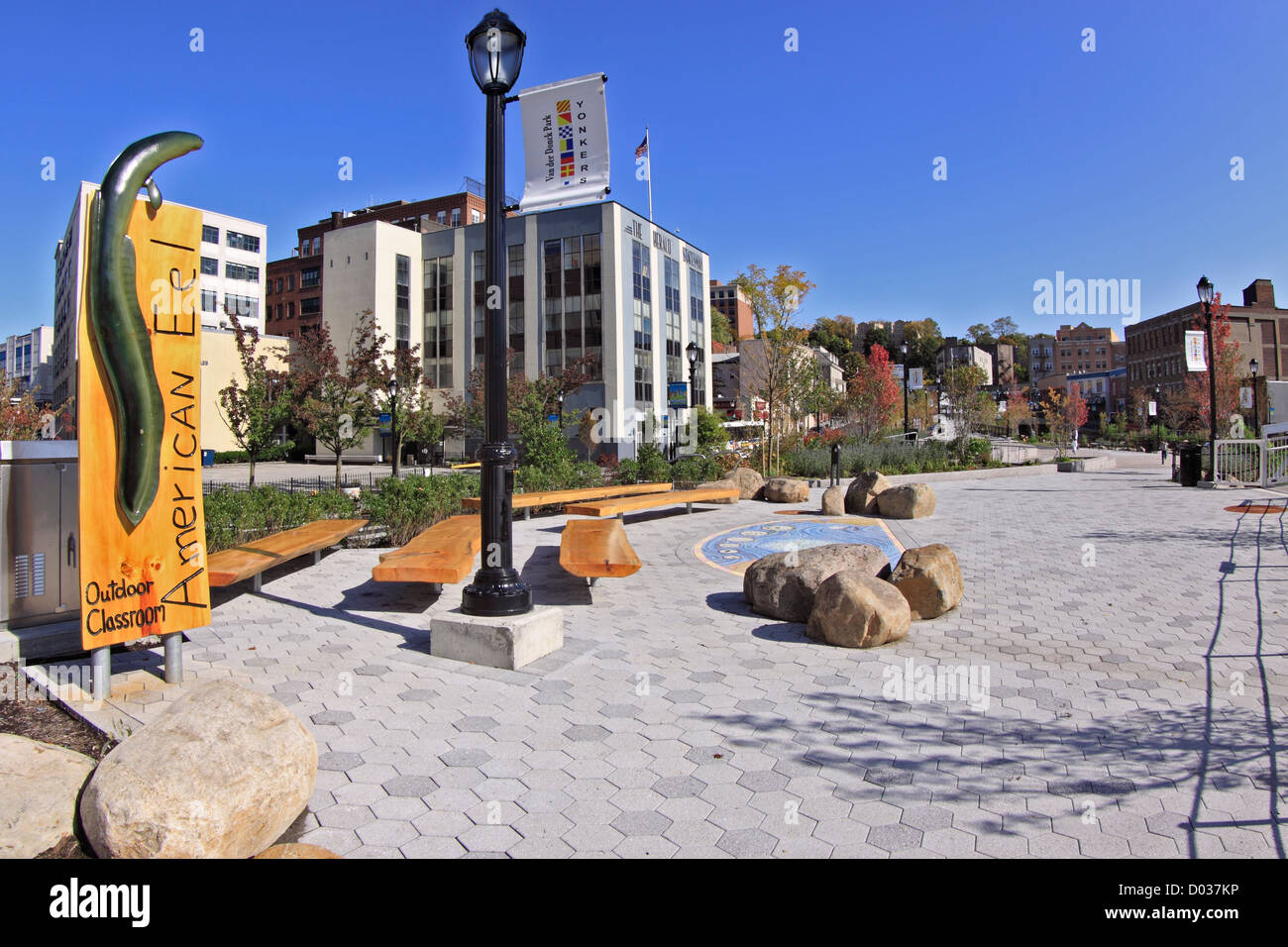 Larkin Plaza and Van der Donck Park downtown Yonkers New York Stock ...