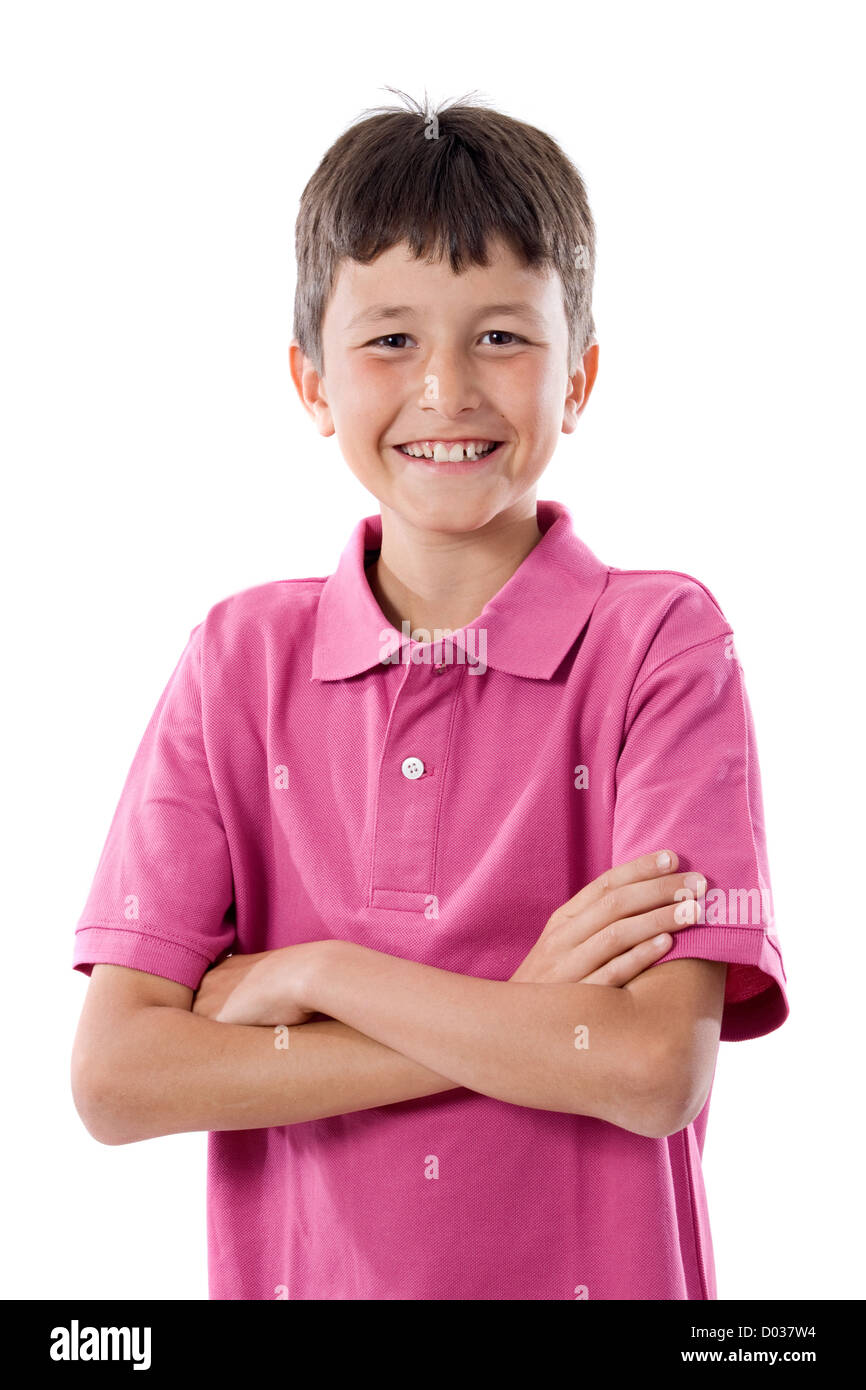 Adorable child smiling on a over white background Stock Photo - Alamy