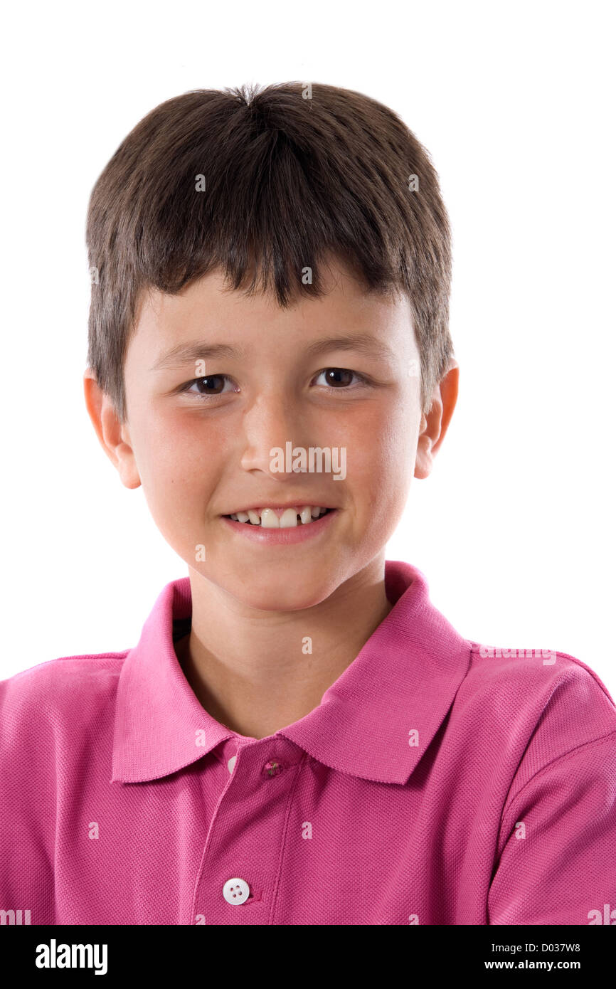 Adorable child smiling on a over white background Stock Photo - Alamy