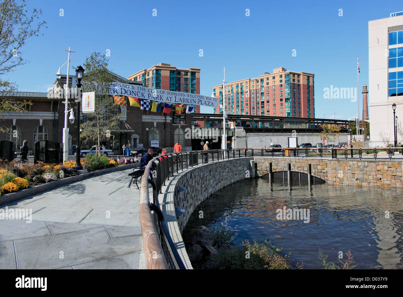 Larkin Plaza and Van der Donck Park downtown Yonkers New York Stock ...