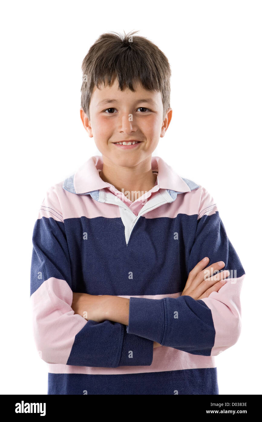 Adorable child smiling on a over white background Stock Photo - Alamy