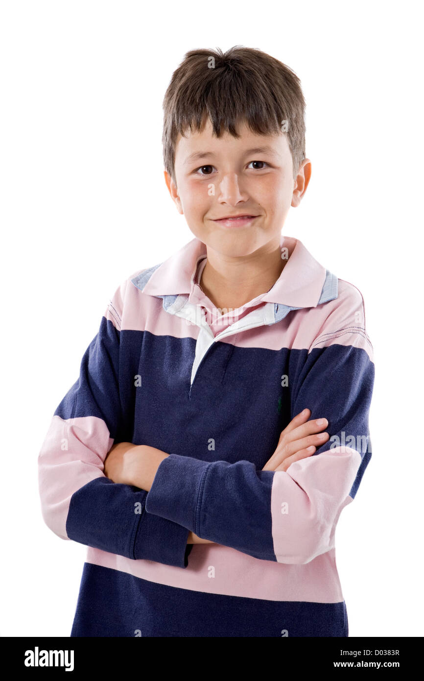 Adorable child smiling on a over white background Stock Photo - Alamy