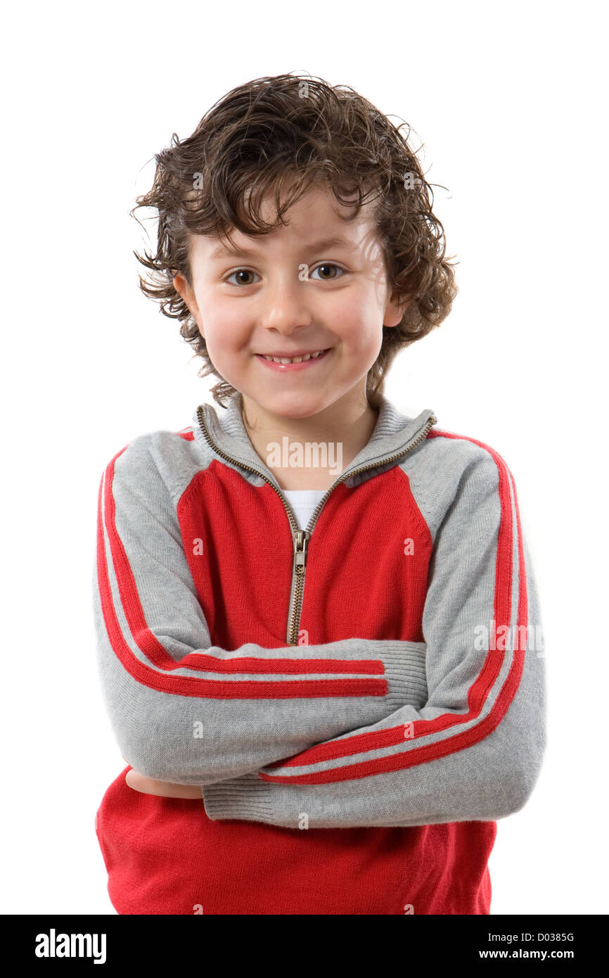 Adorable child smiling on a over white background Stock Photo - Alamy