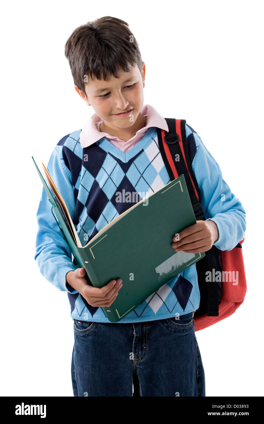 Beautiful student boy on a over white background Stock Photo - Alamy