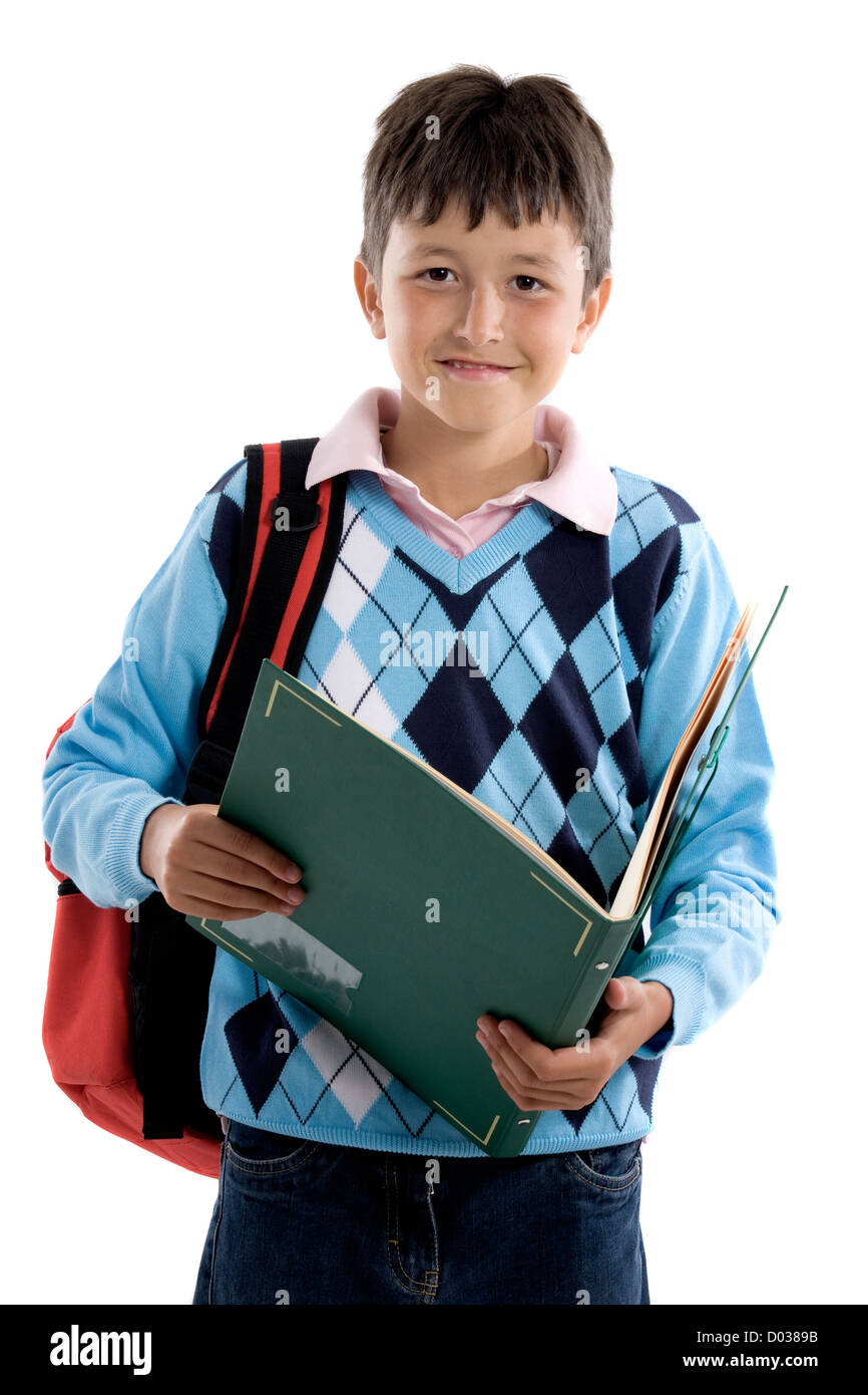 Beautiful student boy on a over white background Stock Photo - Alamy