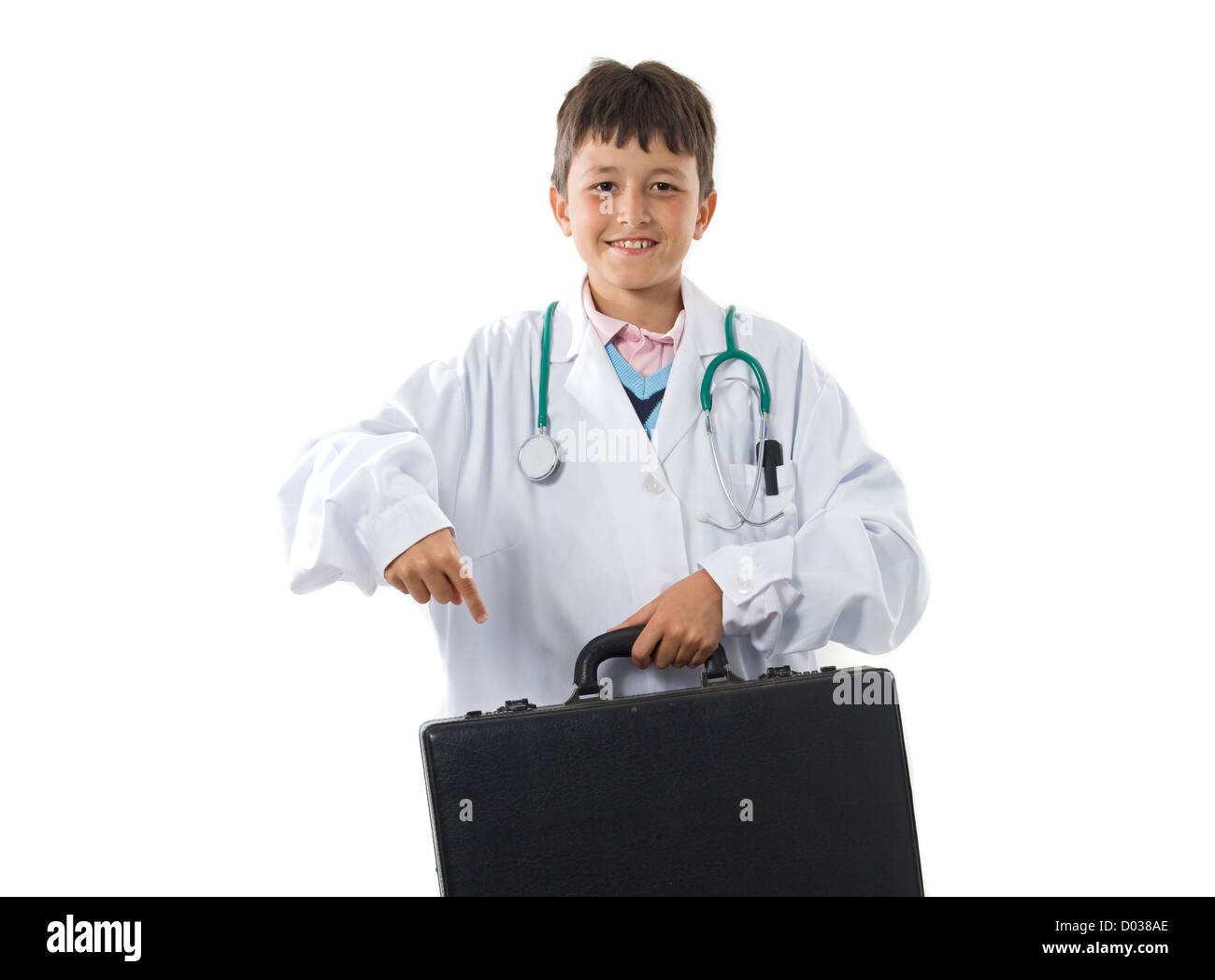 Adorable boy with clothes of doctor isolated on white Stock Photo - Alamy