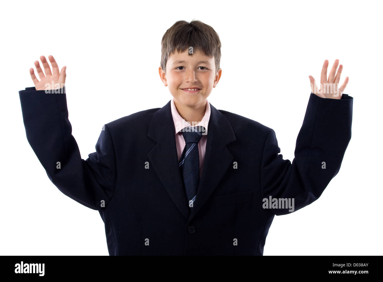 Kid in an oversize suit with tie Stock Photo - Alamy