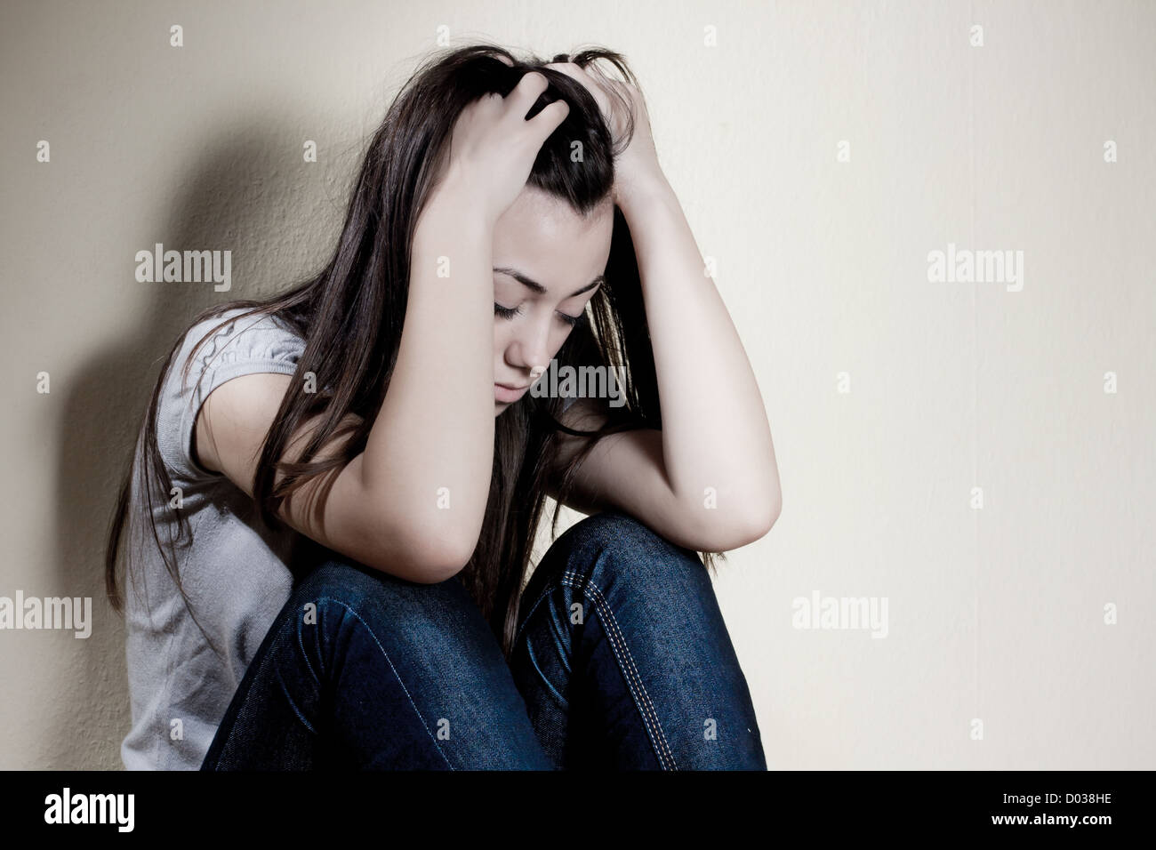 Closeup portrait of depressed teenager girl Stock Photo - Alamy