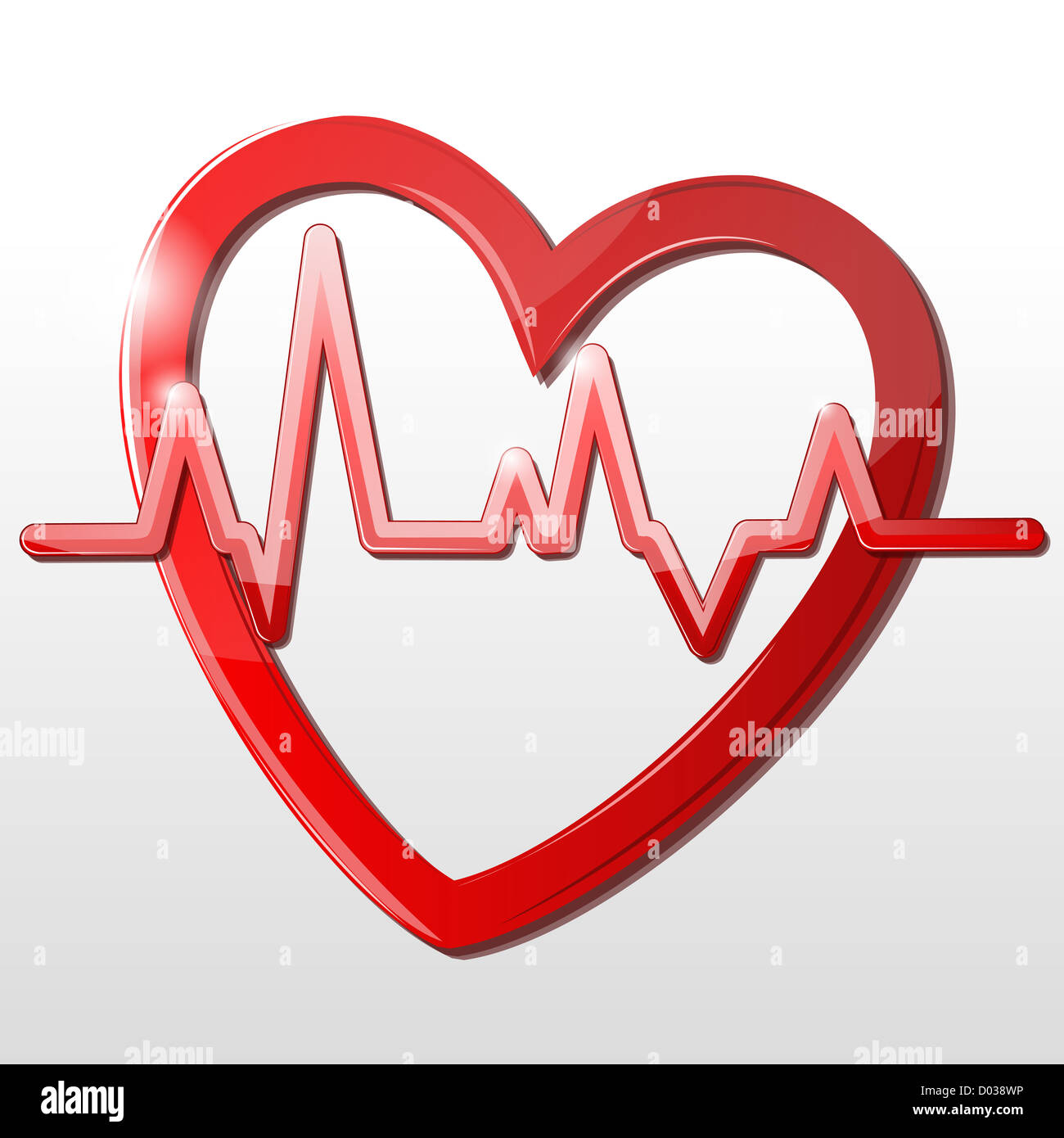 illustration of heart with cardiograph on white background Stock Photo ...