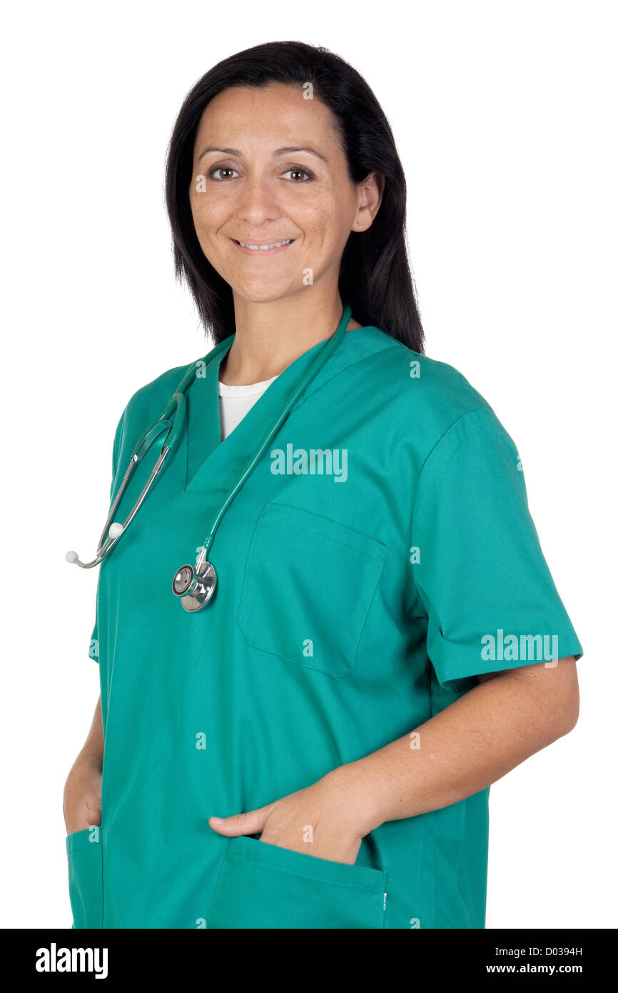 Happy doctor woman isolated on white background Stock Photo - Alamy
