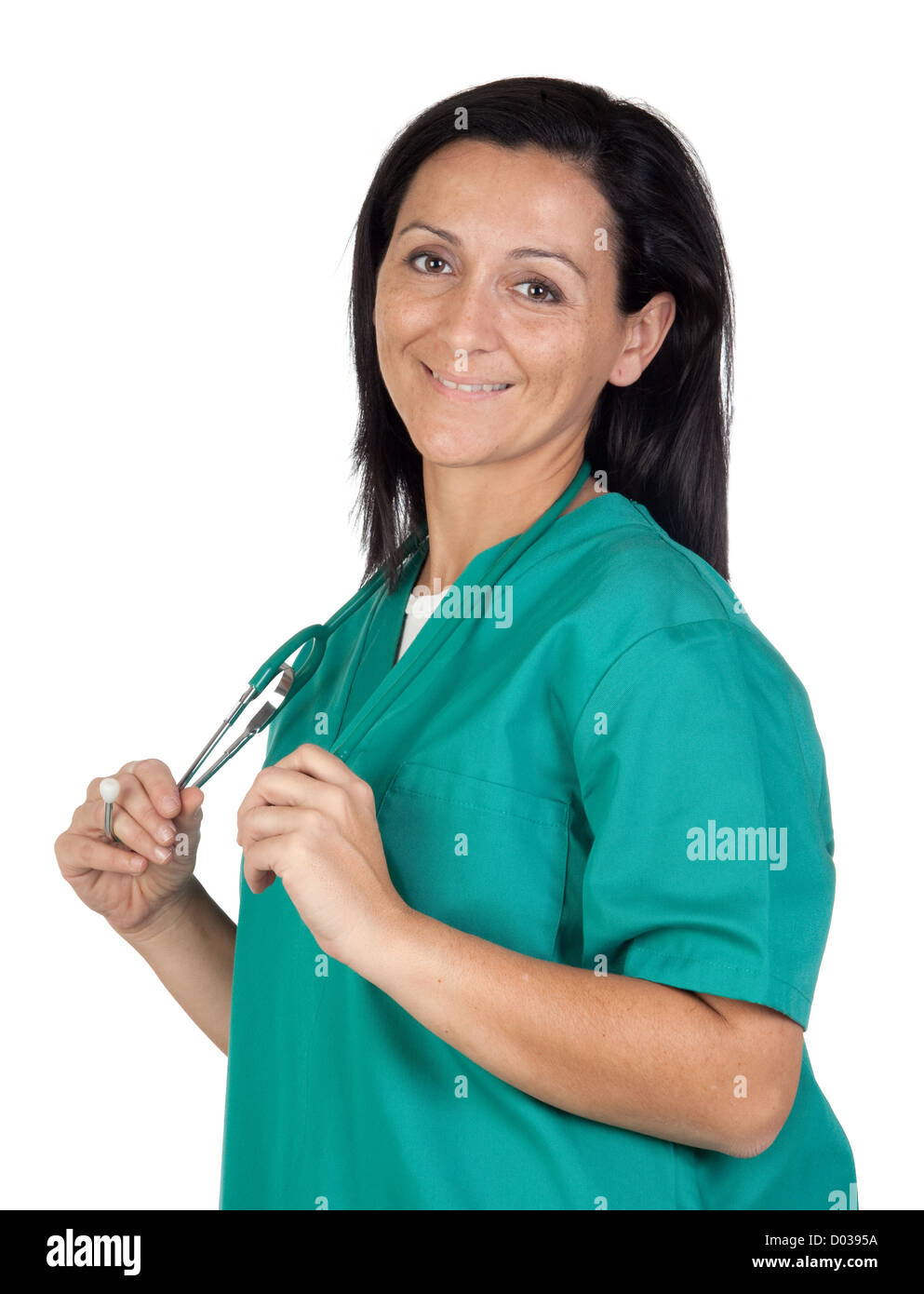 Happy doctor woman isolated on white background Stock Photo - Alamy
