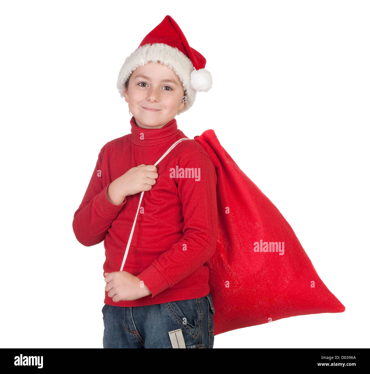 Adorable boy with santa hat isolated on white background Stock Photo ...