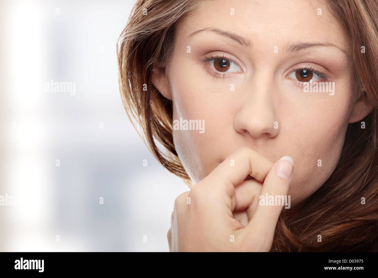 Young beautiful woman with depression, isolated Stock Photo - Alamy