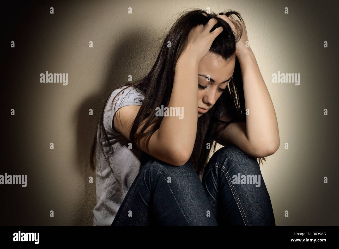 Closeup portrait of depressed teenager girl Stock Photo - Alamy