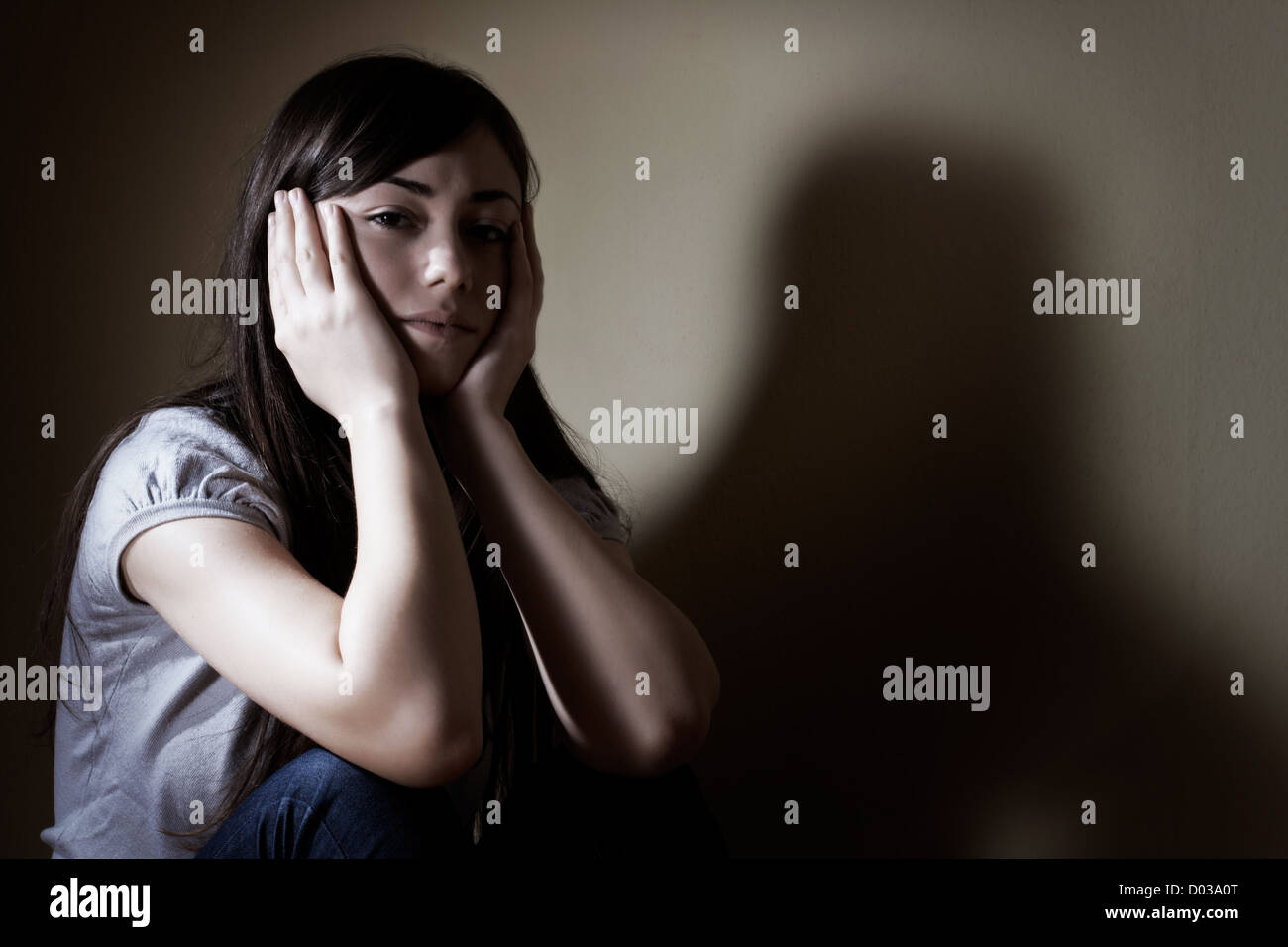 Closeup portrait of depressed teenager girl Stock Photo - Alamy