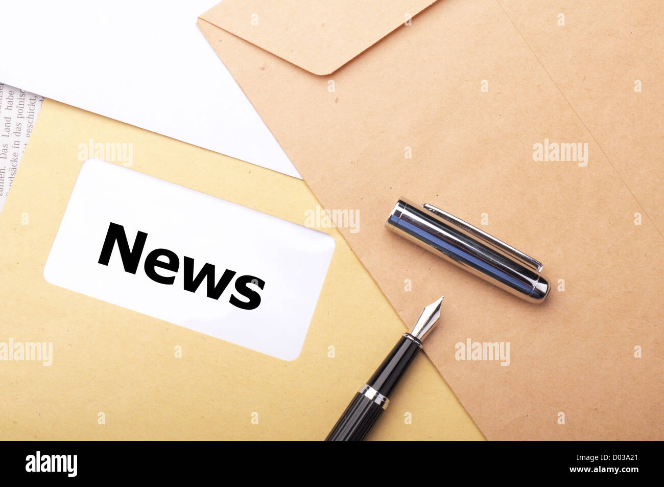 new or newsletter concept with envelope and word Stock Photo - Alamy
