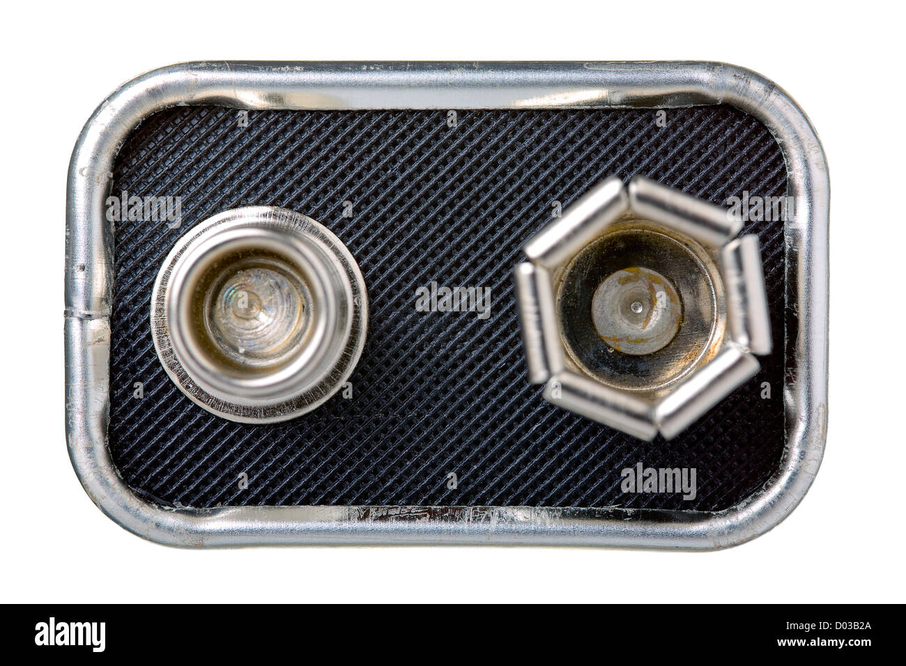Close up of a 9 V battery isolated on white background Stock Photo - Alamy