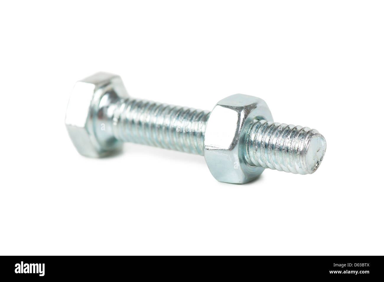 Closeup view of screw bolt with nut over white background Stock Photo ...