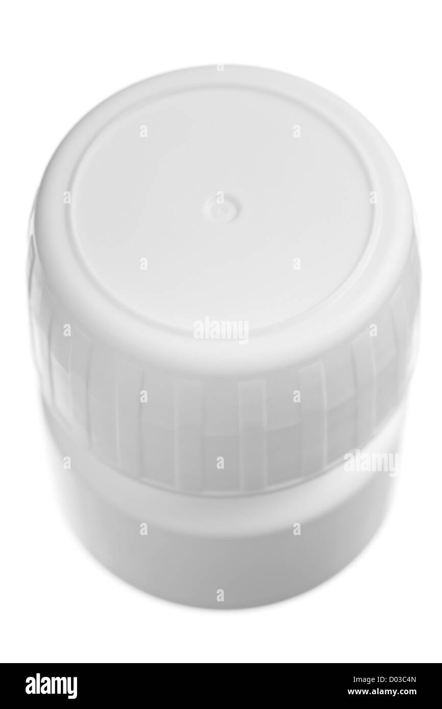 Clode up of a plastic pill container isolated on white Stock Photo - Alamy
