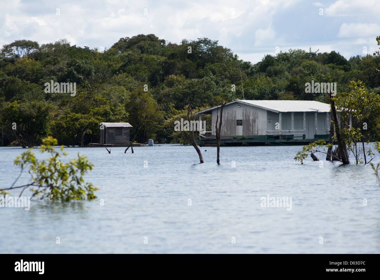 Floating house at Anavilhanas protected area, Amazon forest, north ...