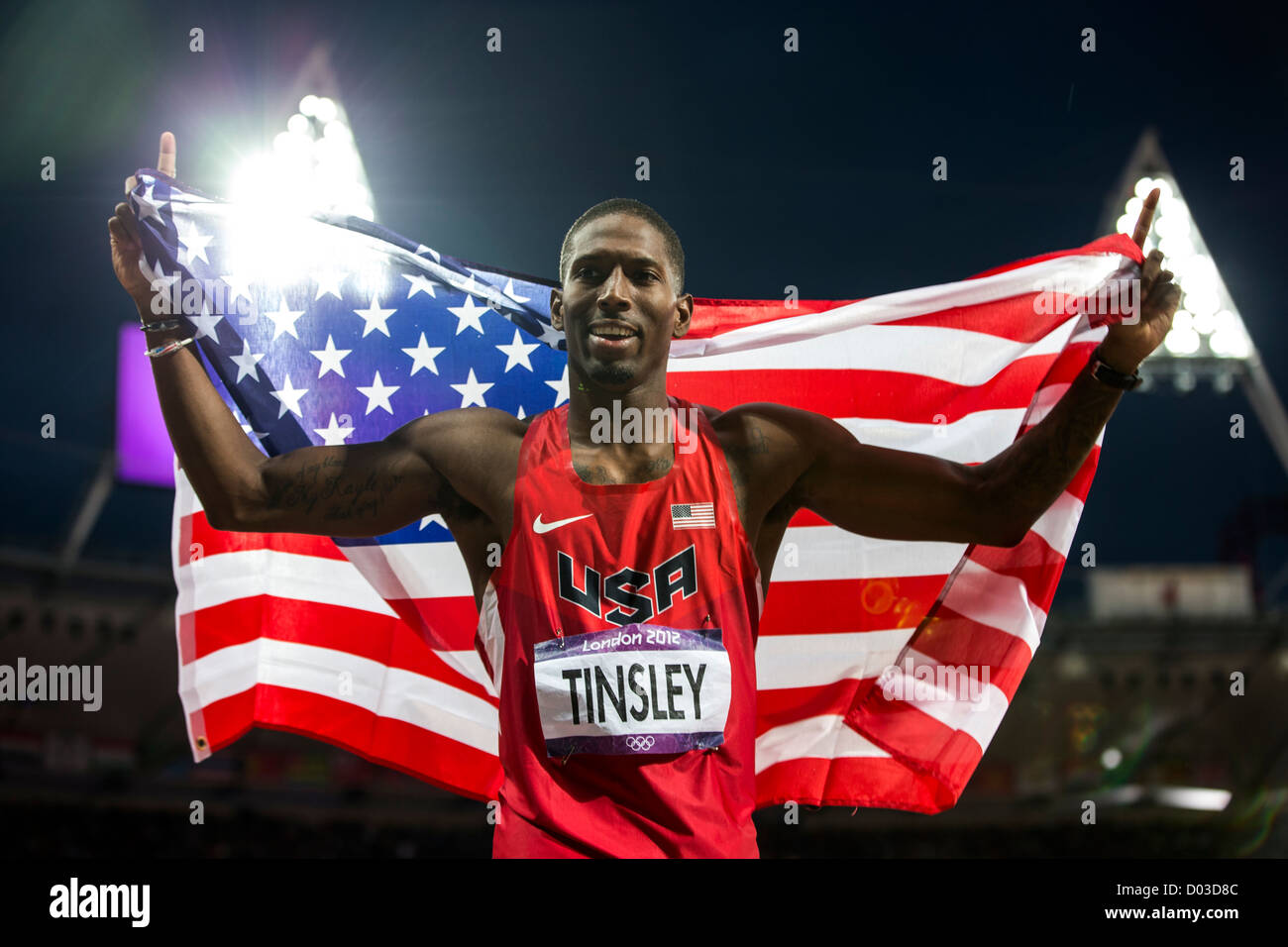 Michael Tinsley (USA) silver medal winner in the Men's 400m Hurdles at ...
