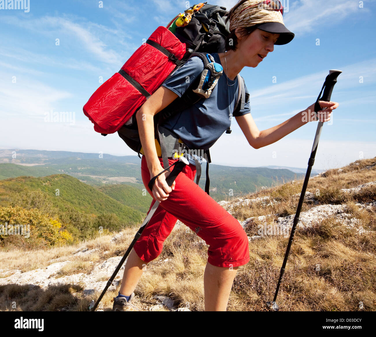 Girl on hike, hiking Stock Photo - Alamy