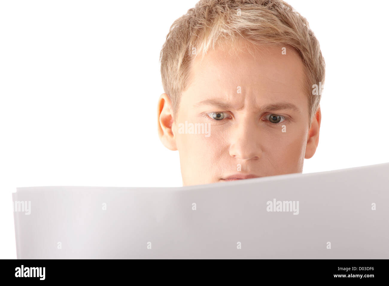 Reading blank paper Stock Photo - Alamy