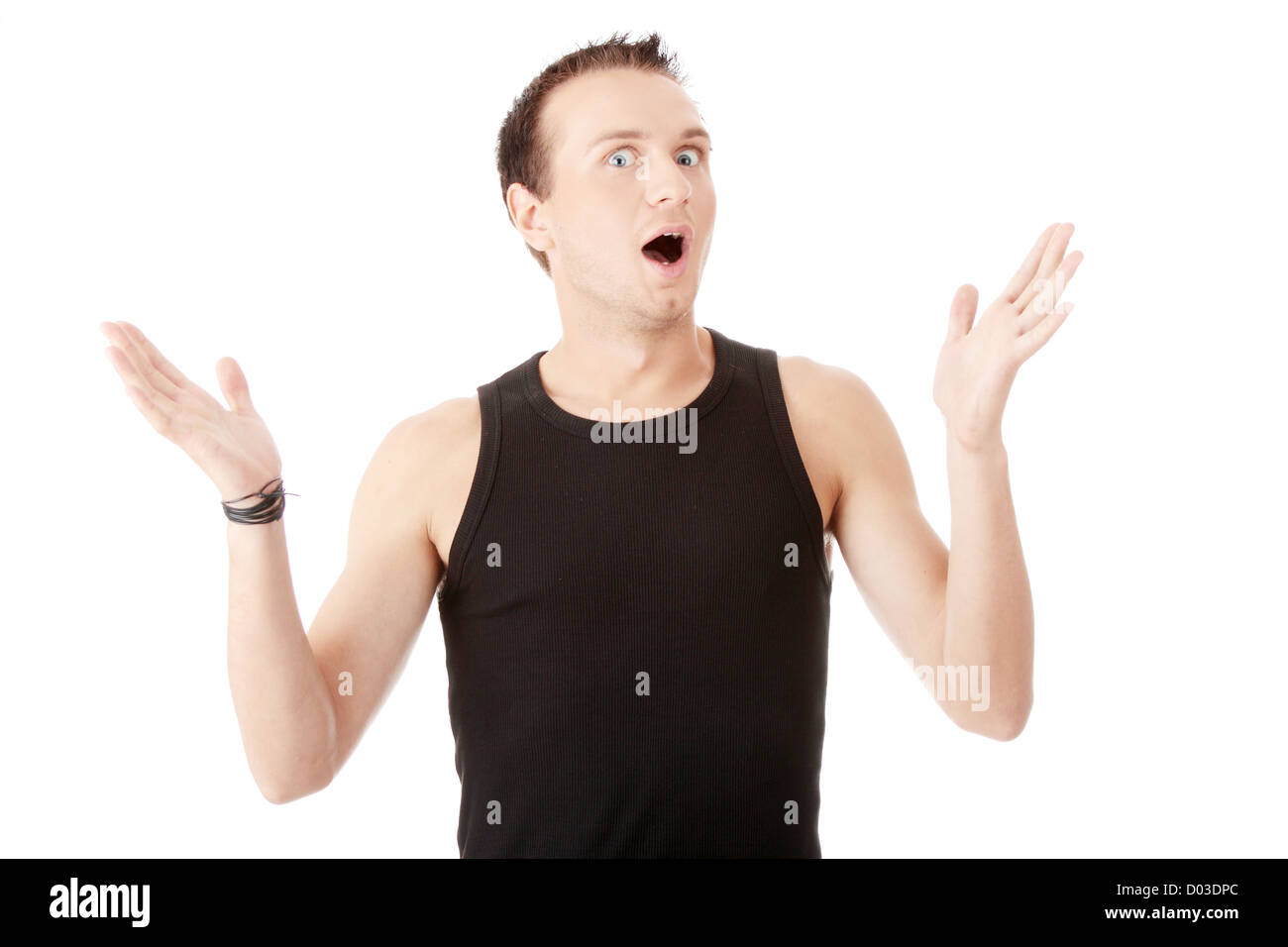 Surprised young man, isolated on white background Stock Photo - Alamy