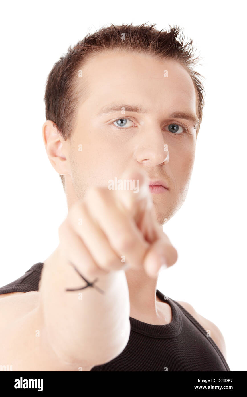 Young caucasian man, pointing at camera Stock Photo - Alamy