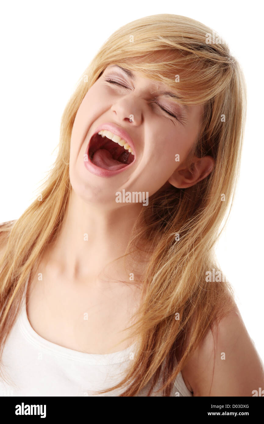 Beautiful blonde girl scream hi-res stock photography and images - Alamy