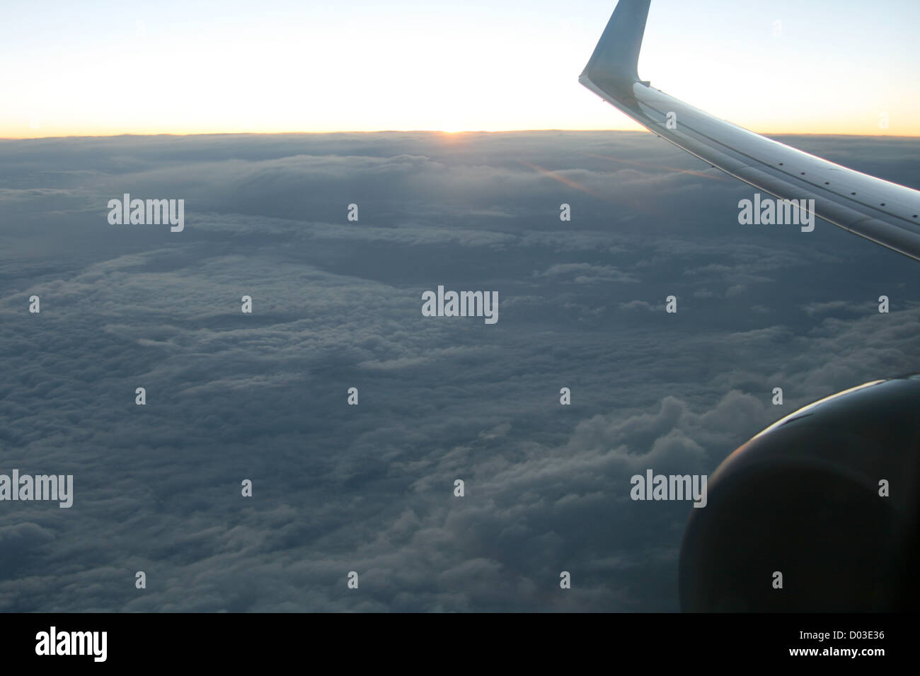 Inside an aircraft. Wing ang engine Stock Photo - Alamy