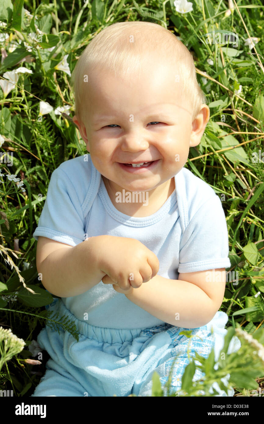 Adorable baby boy outdoors at sunny summer day Stock Photo - Alamy