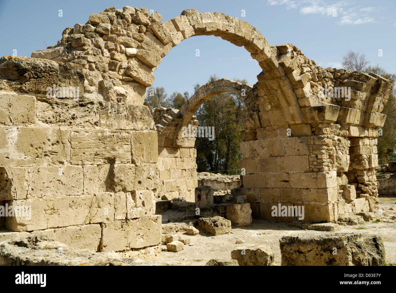 Ancient Nea Paphos, Saranda Kolones byzantine castle, Paphos Stock ...